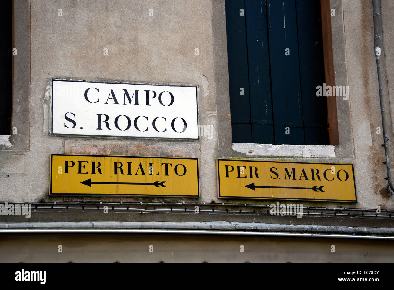 Italy Venice San Polo, Campo San Rocco sign to Rialto Bridge San Marco ...