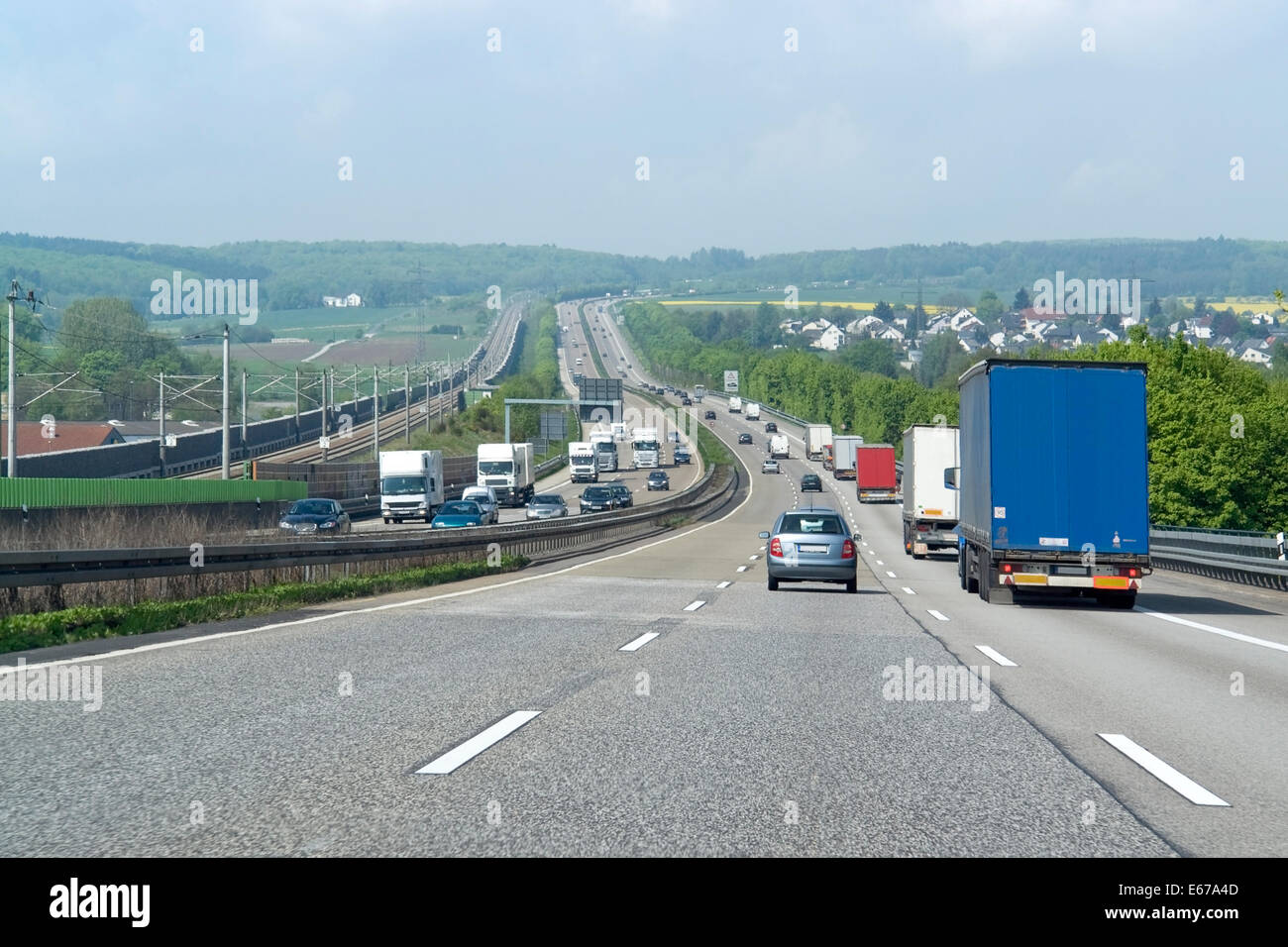 road scenery on a highway in Southern Germany at summer time Stock ...