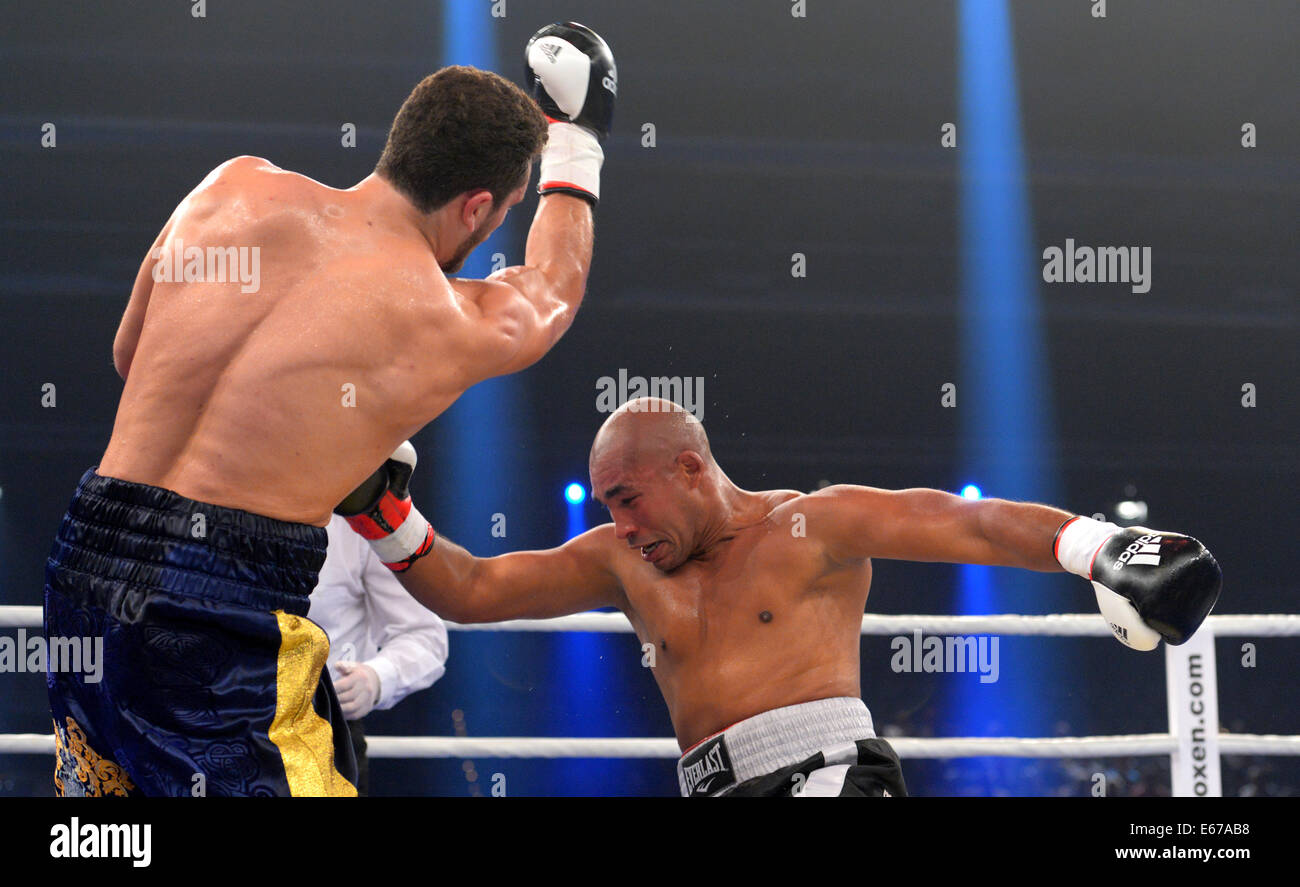 Erfurt, Germany. 16th Aug, 2014. Ismail Abdoul from Belgium fights in ...