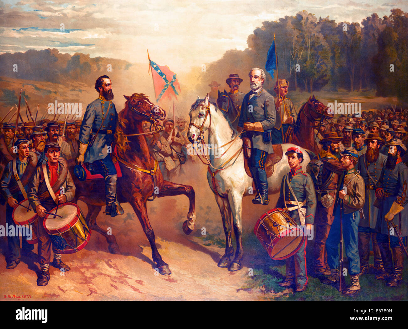 Vintage print depicting thomas stonewall jackson robert e lee hi-res ...