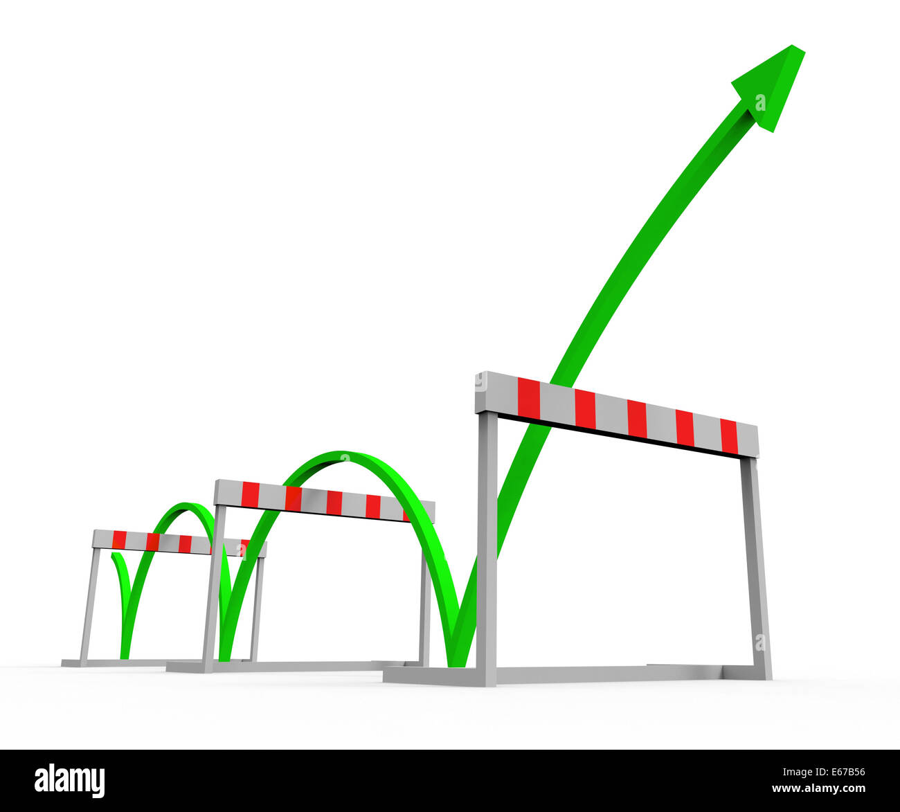 Overcome Obstacle Showing Jump Hurdle And Winner Stock Photo - Alamy