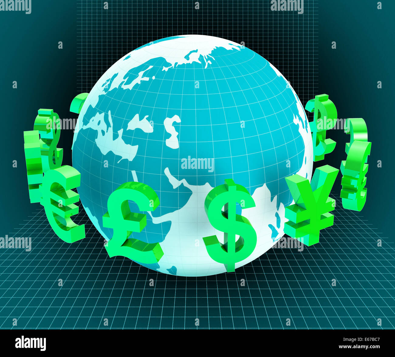 Pounds Globe Showing Worldwide Trading And Global Stock Photo - Alamy