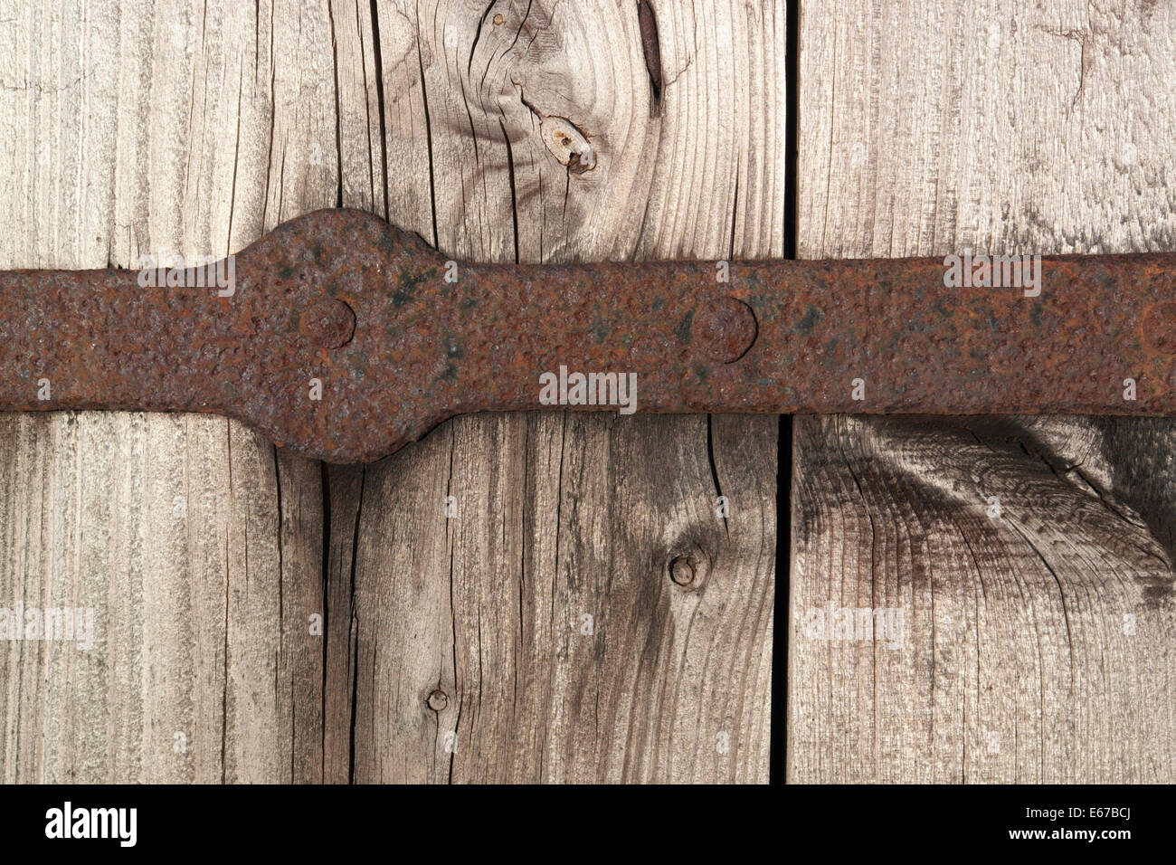 detail of old rusty fittings on weathered wood Stock Photo - Alamy