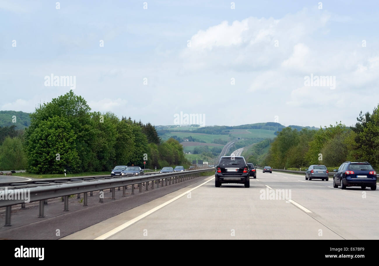 road scenery on a highway in Southern Germany at summer time Stock ...