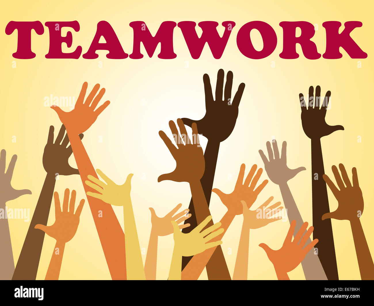 Hands Team Representing Combined Cooperation And Human Stock Photo - Alamy