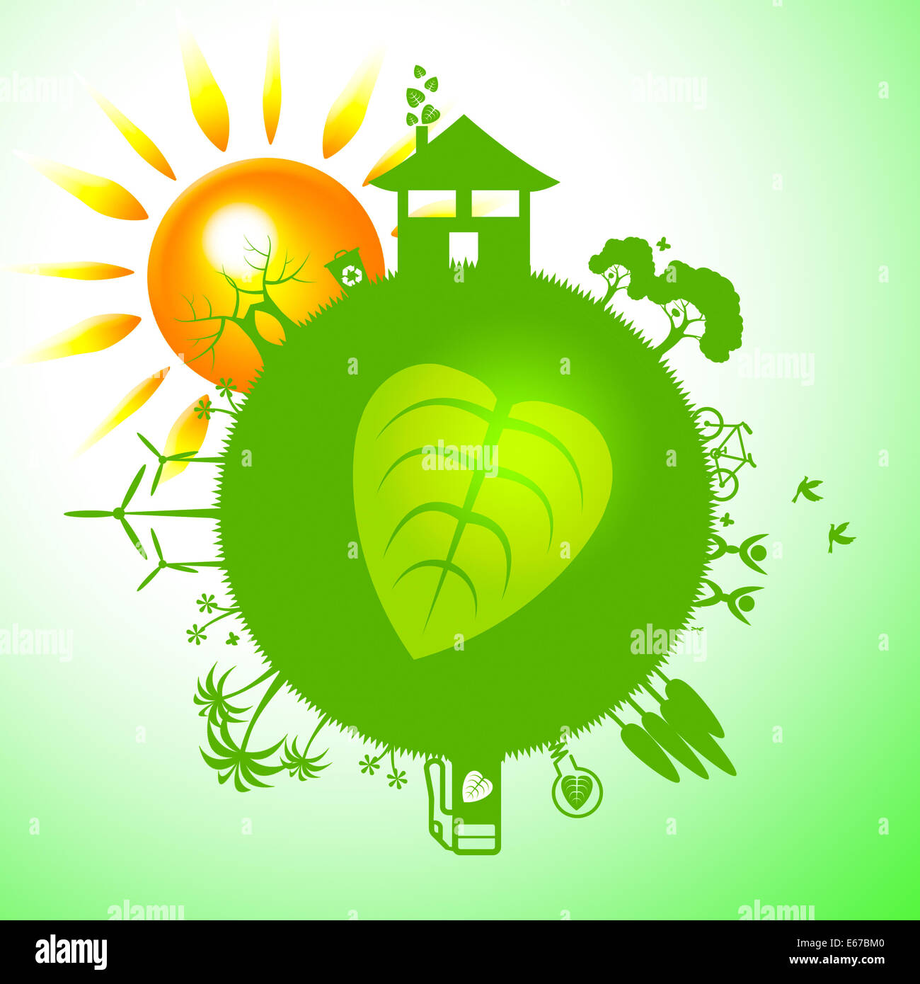 Eco Planets Representing Solar System And Sun Stock Photo - Alamy