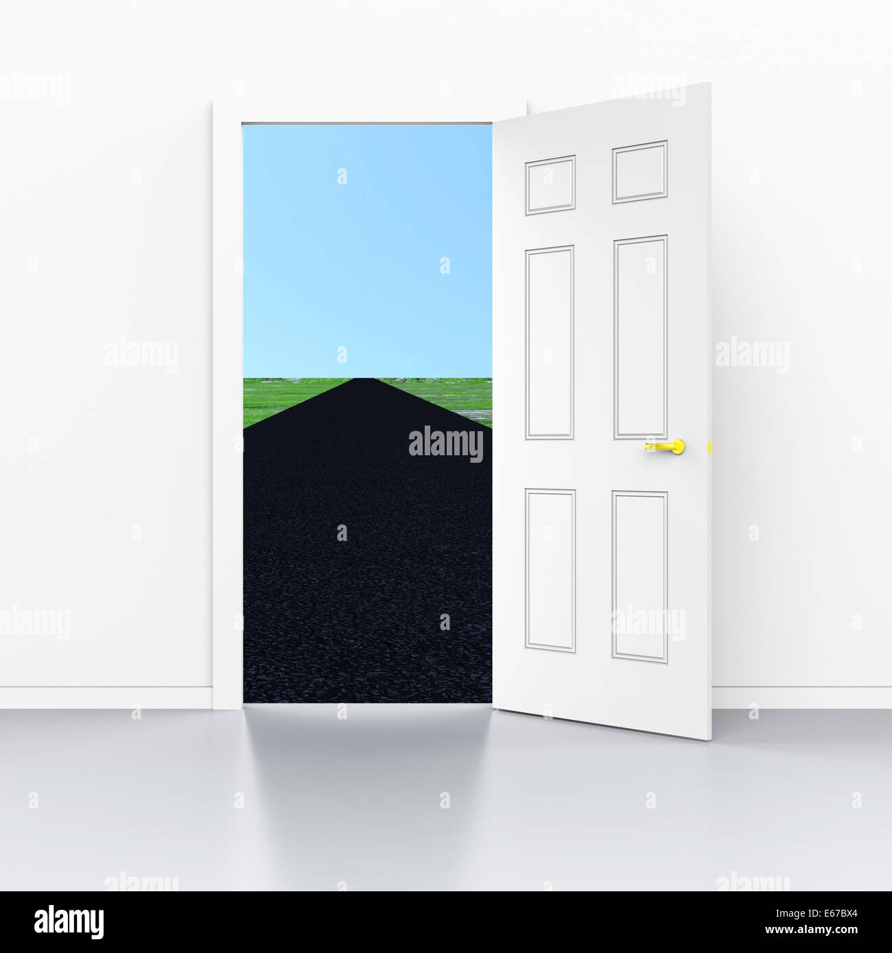 Long Road Showing The Future And Distant Stock Photo - Alamy