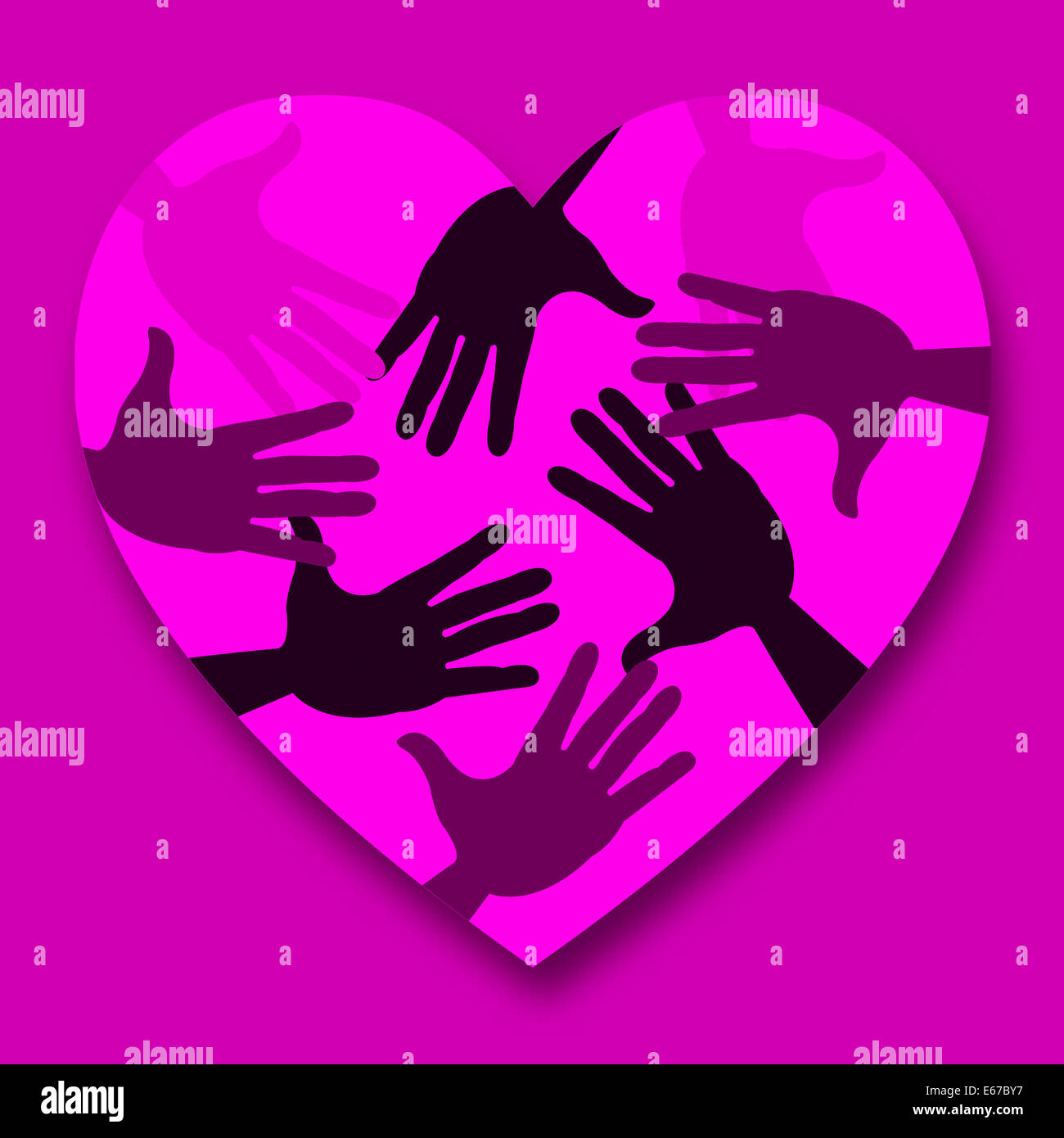 Hands Pink Indicating Heart Shapes And Lovers Stock Photo - Alamy