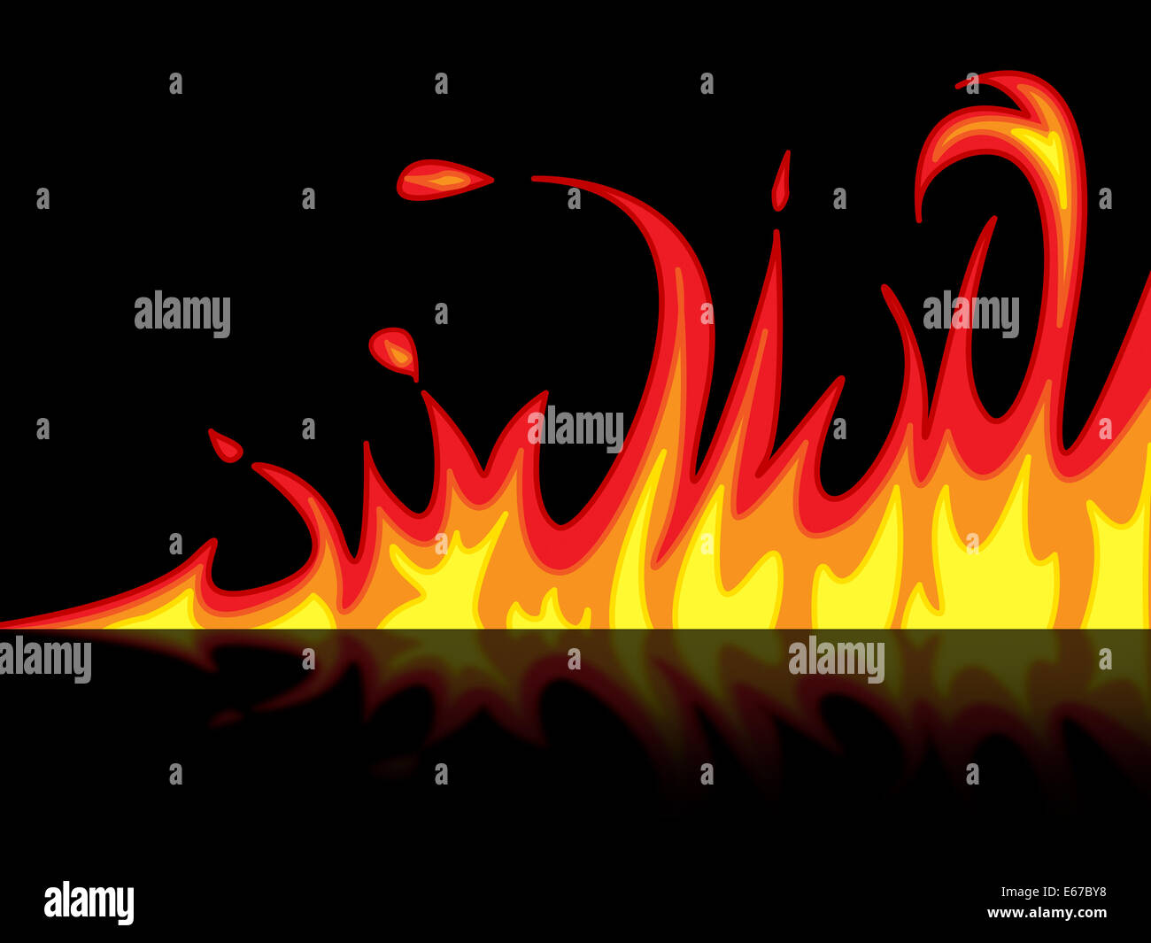 Reflection Fire Indicating Flaming Burn And Mirroring Stock Photo - Alamy
