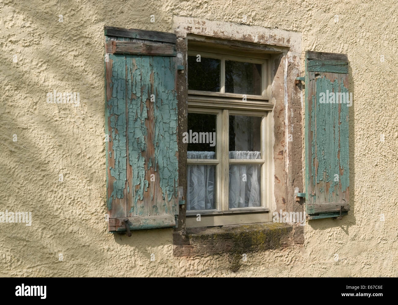 old rotten window and wall in Wackershofen in Southern Germany Stock ...