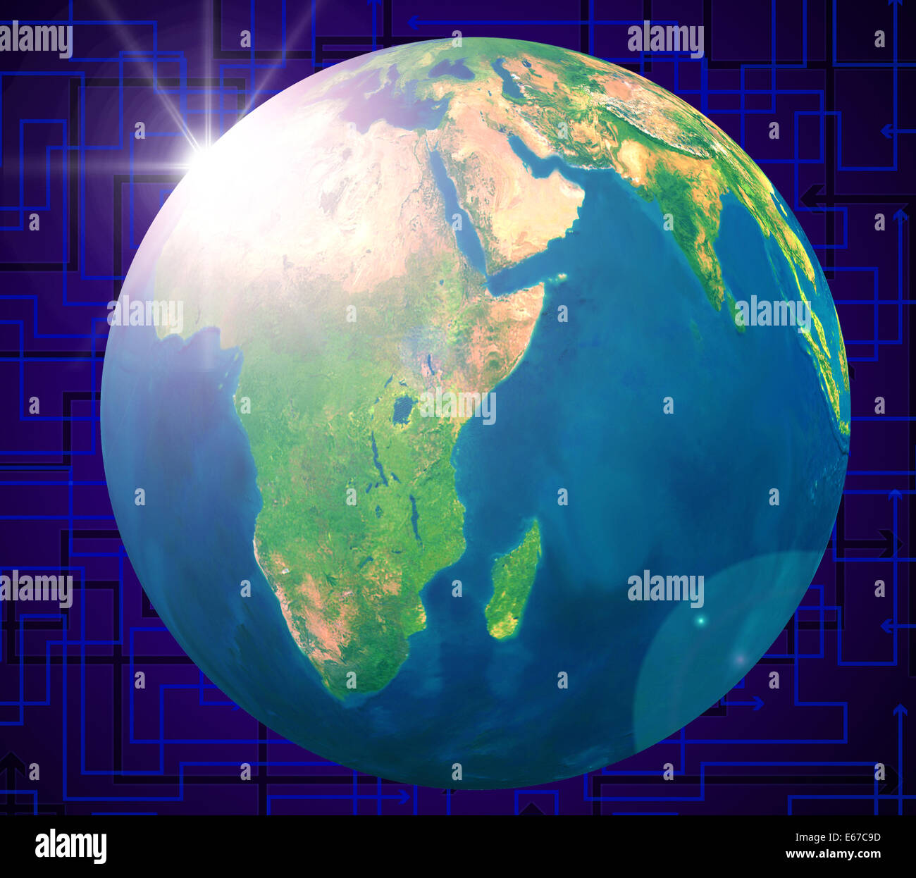 World Globe Showing Solar System And Solar-System Stock Photo - Alamy