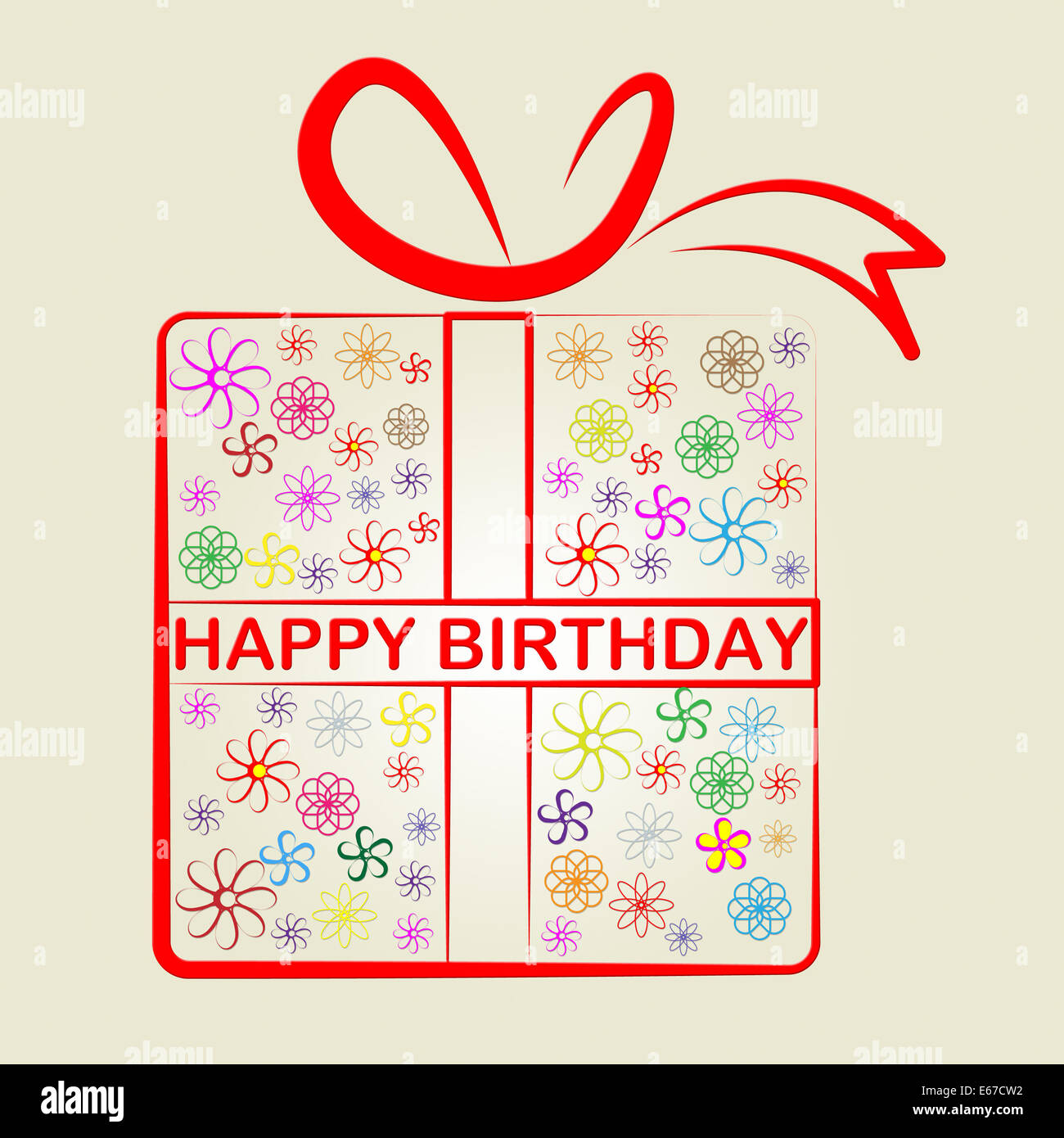 Happy Birthday Indicating Gift Box And Congratulations Stock Photo - Alamy