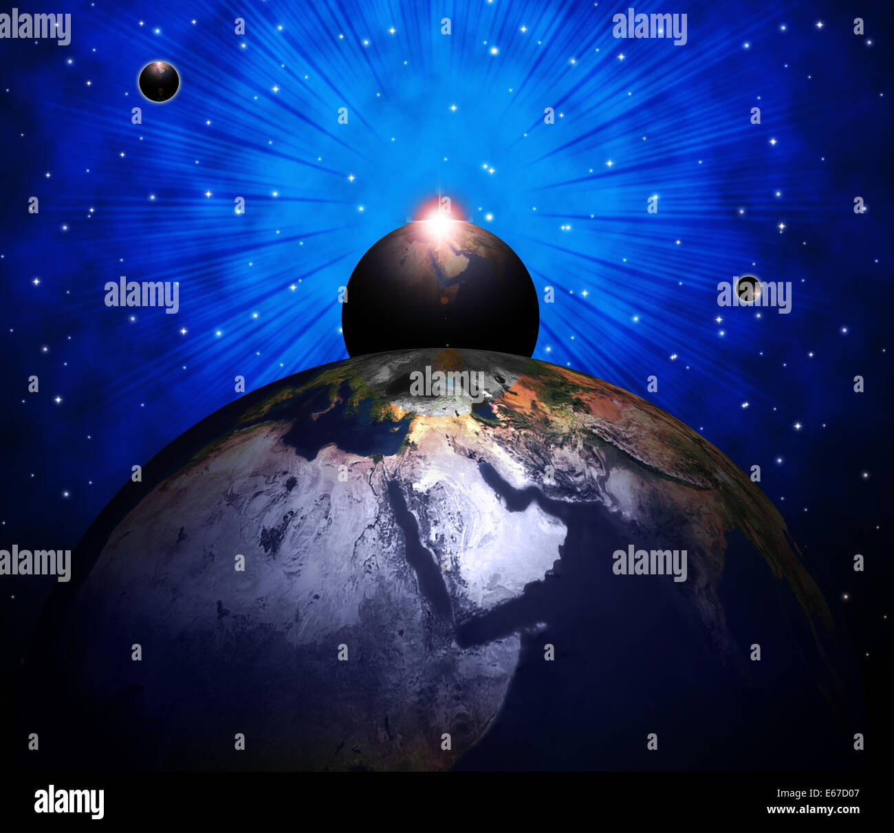 Planets World Indicating Solar System And Globalise Stock Photo - Alamy