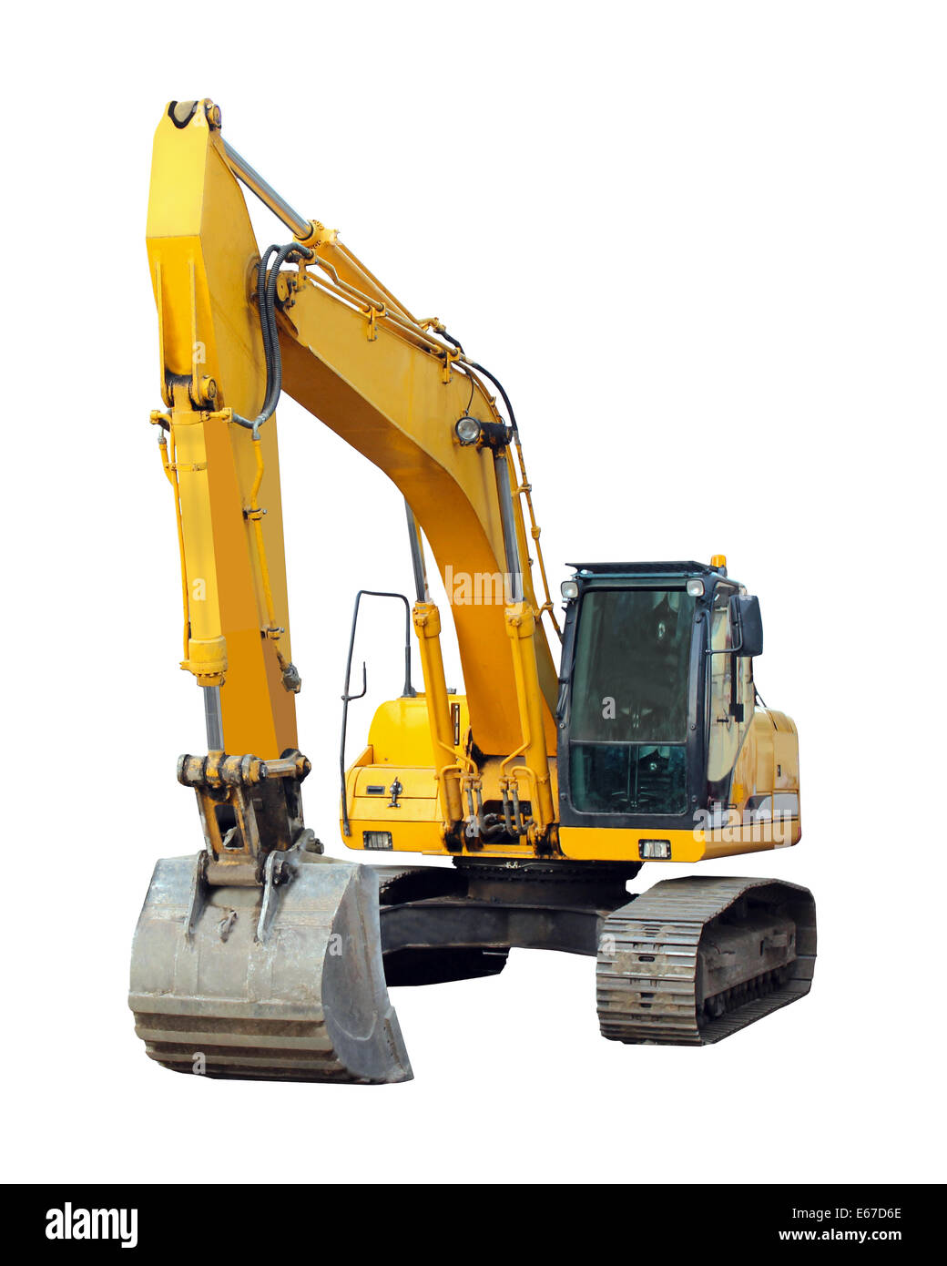 modern excavator isolated on the white background Stock Photo - Alamy