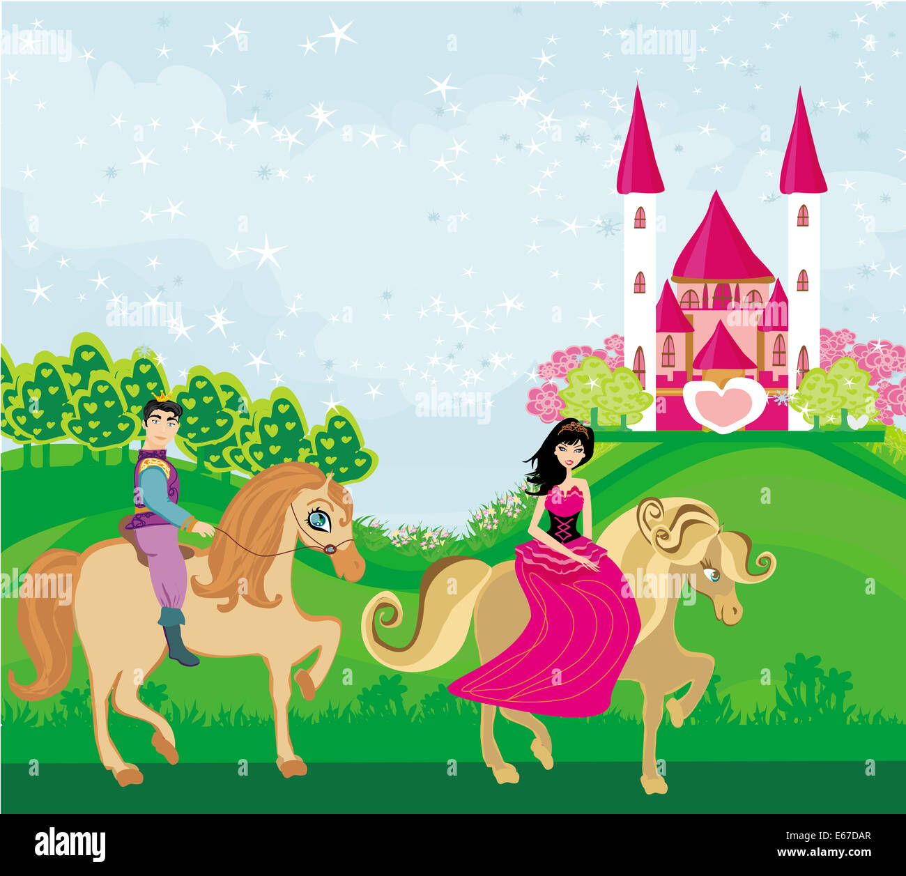 prince and princess on their horses Stock Photo - Alamy