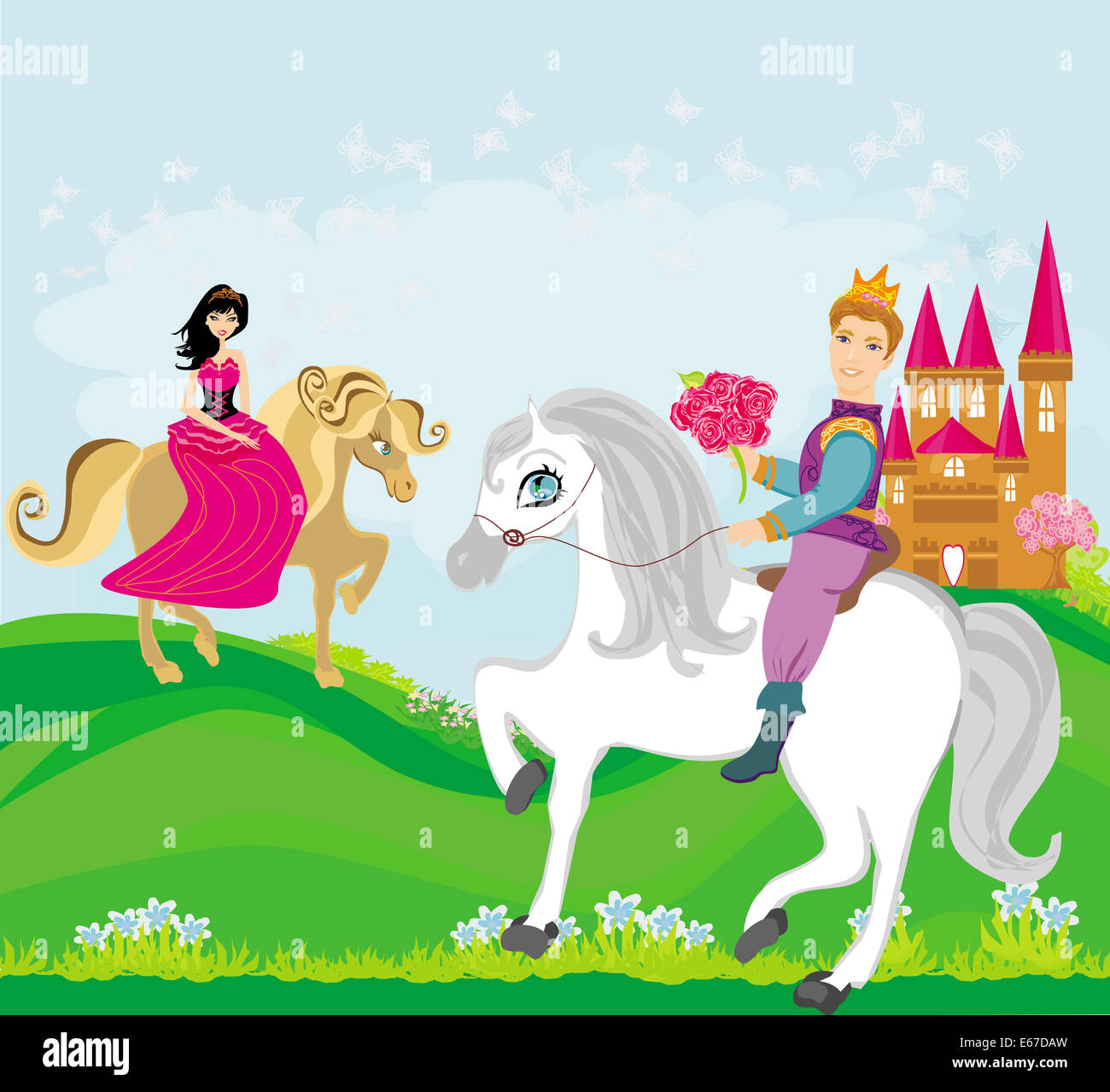 prince and princess on their horses Stock Photo - Alamy