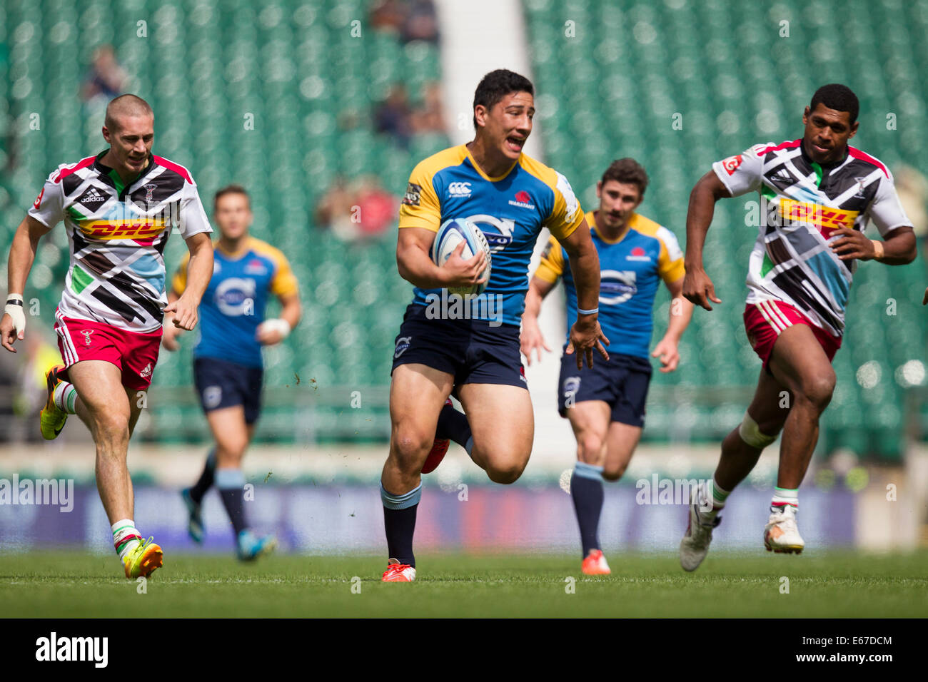 Twickenham, UK. 17th Aug, 2014. World Club Rugby 7s. Lalakai FOKETI ...