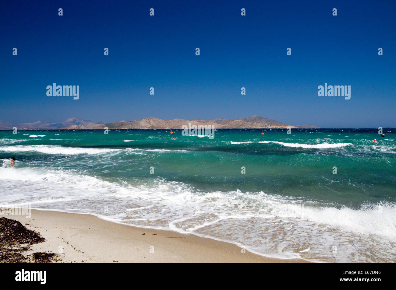 Tingaki Beach between Kos town and Tingaki, with Pserimos Island in the ...