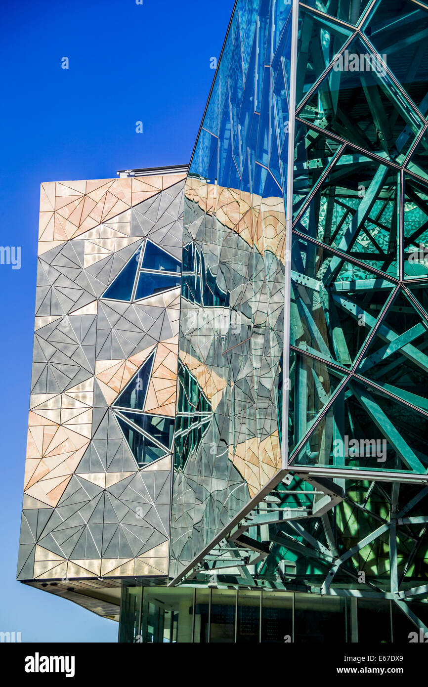 Glass structure Federation Square architecture Melbourne Stock Photo ...