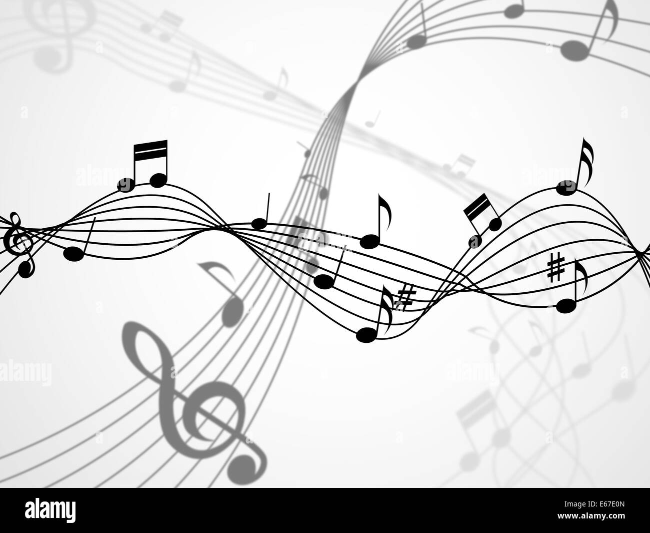 White Notes Indicating Treble Clef And Soundtrack Stock Photo - Alamy