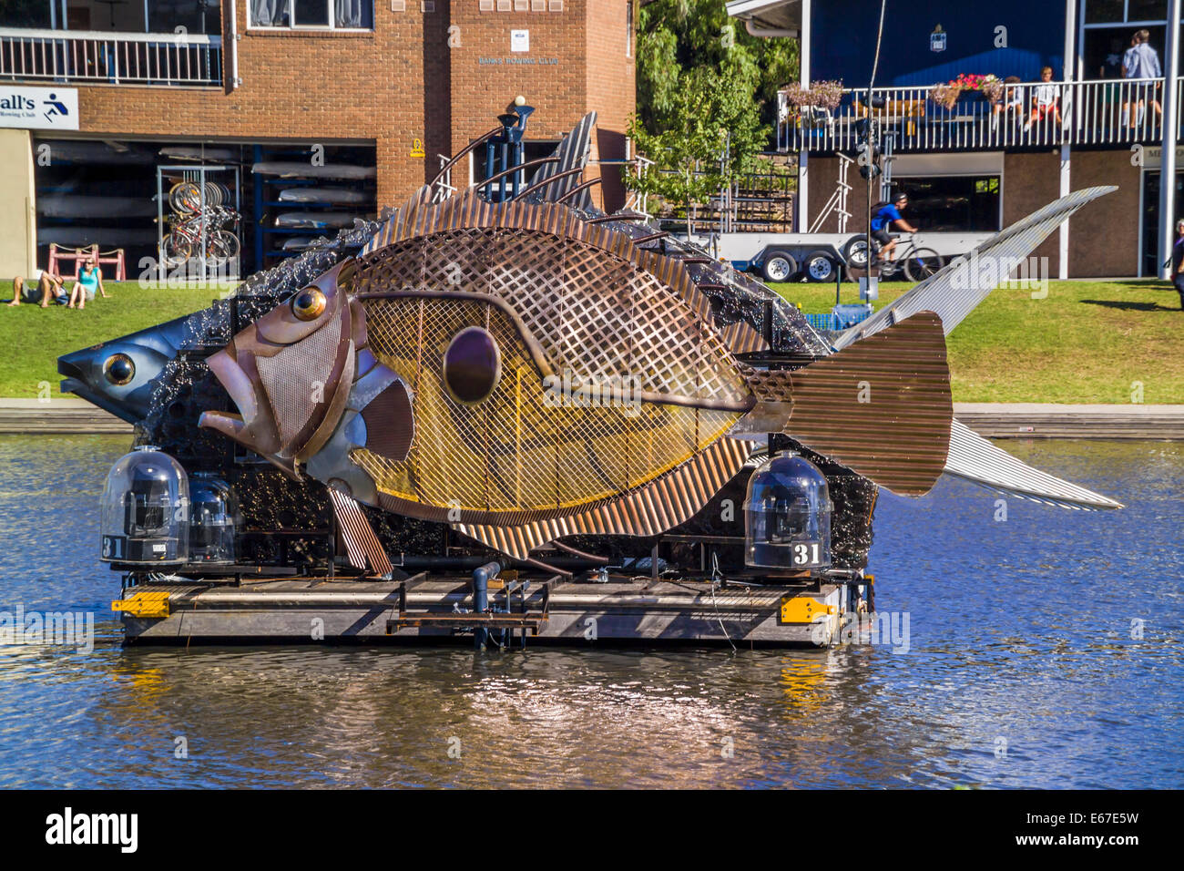 Fish Pontoon sculpture during the Commonwealth Games in 2006, along the ...