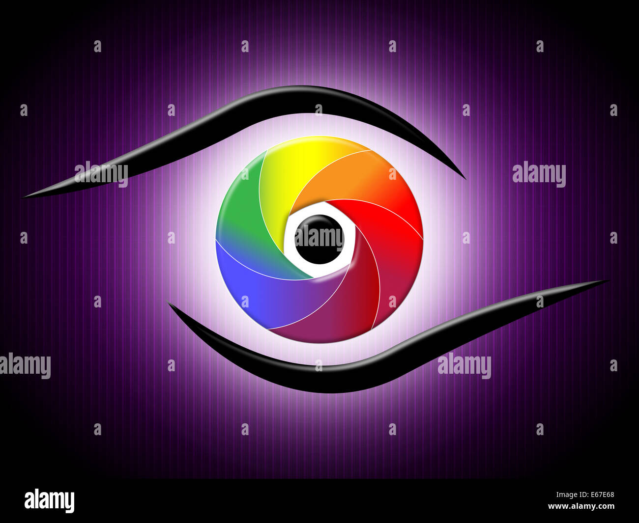 Eye Aperture Representing Colour Splash And Optics Stock Photo - Alamy