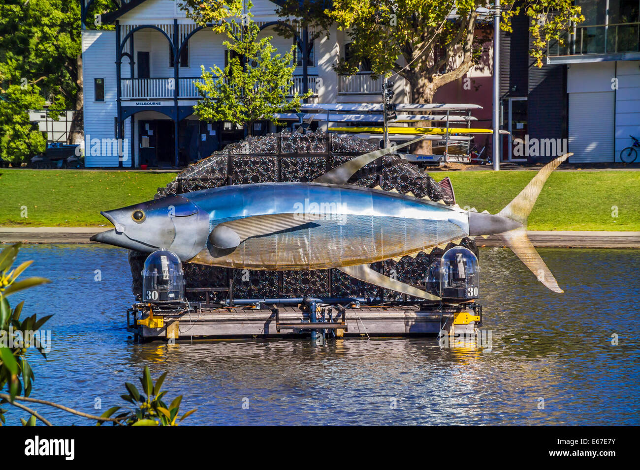 Fish Pontoon sculpture during the Commonwealth Games in 2006, along the ...
