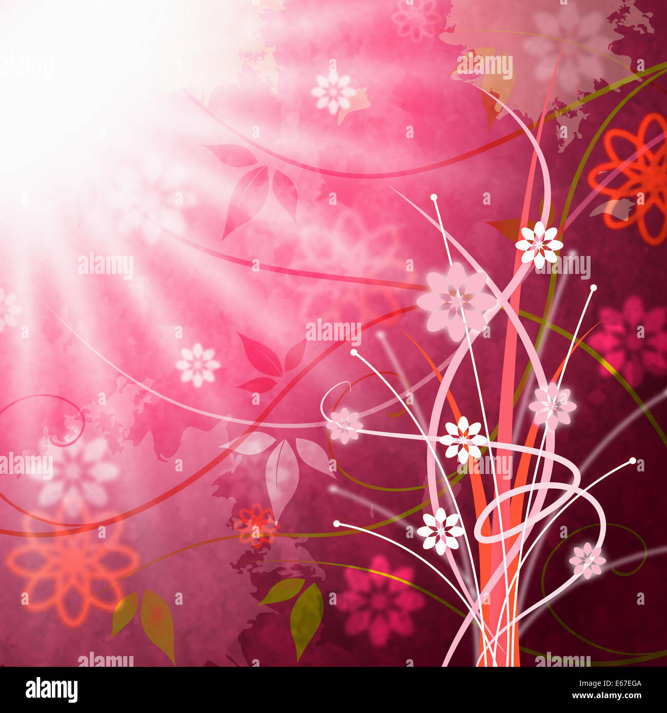 Floral Sun Indicating Sunrays Glowing And Bouquet Stock Photo - Alamy