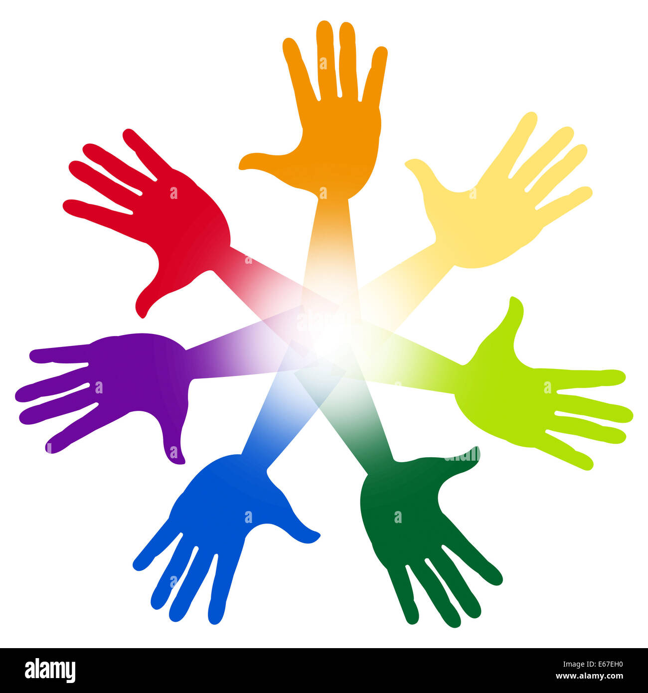 Hands Handprints Meaning Human Creativity And Colorful Stock Photo - Alamy