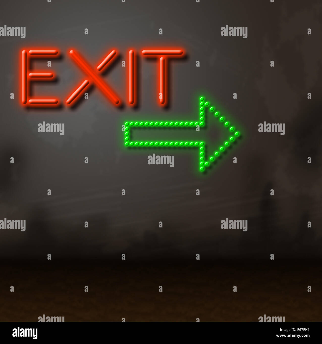 Neon Exit Representing Glowing Escaping And Leaving Stock Photo - Alamy