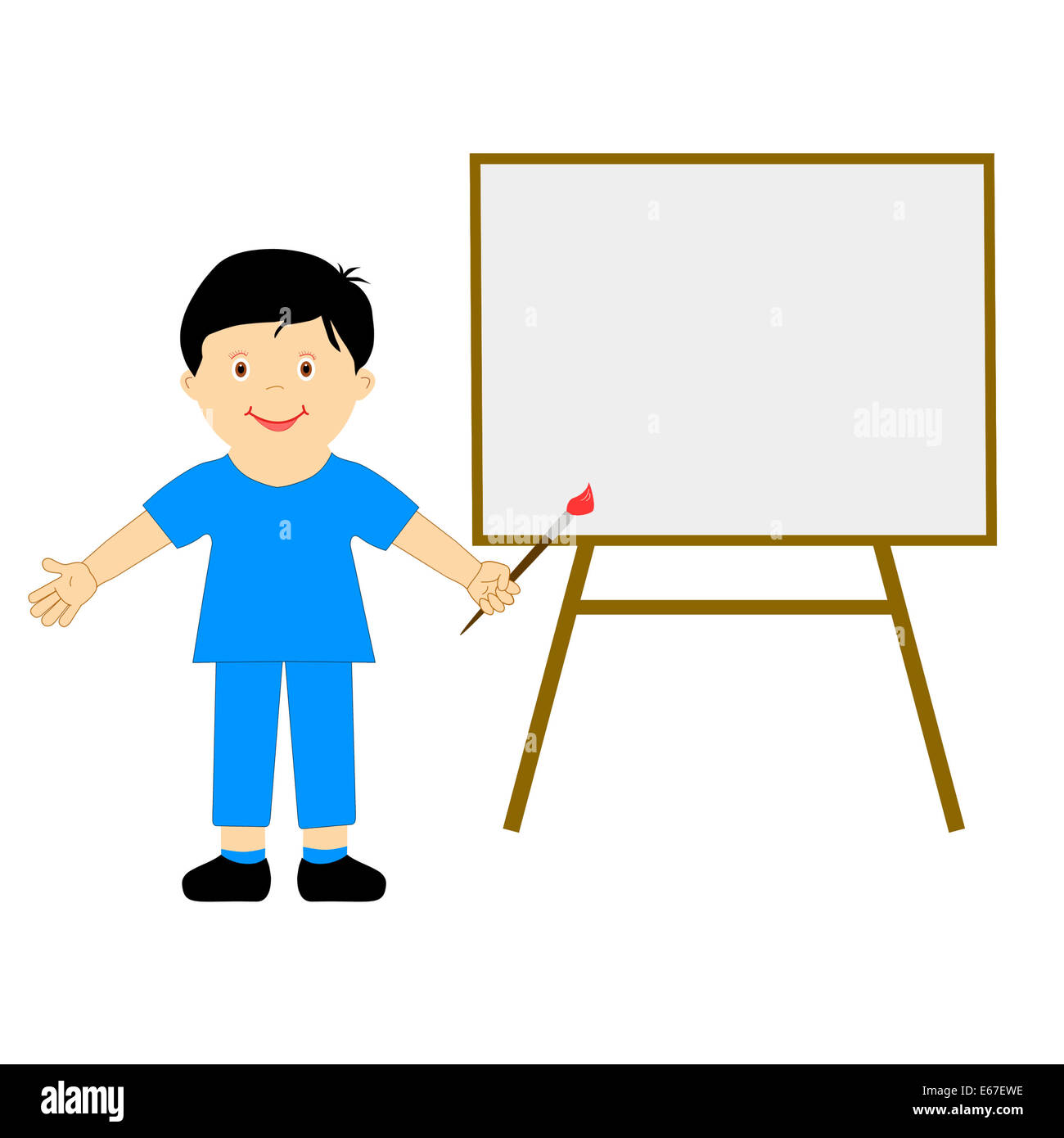Copyspace Boy Indicating Message Male And Communicate Stock Photo - Alamy