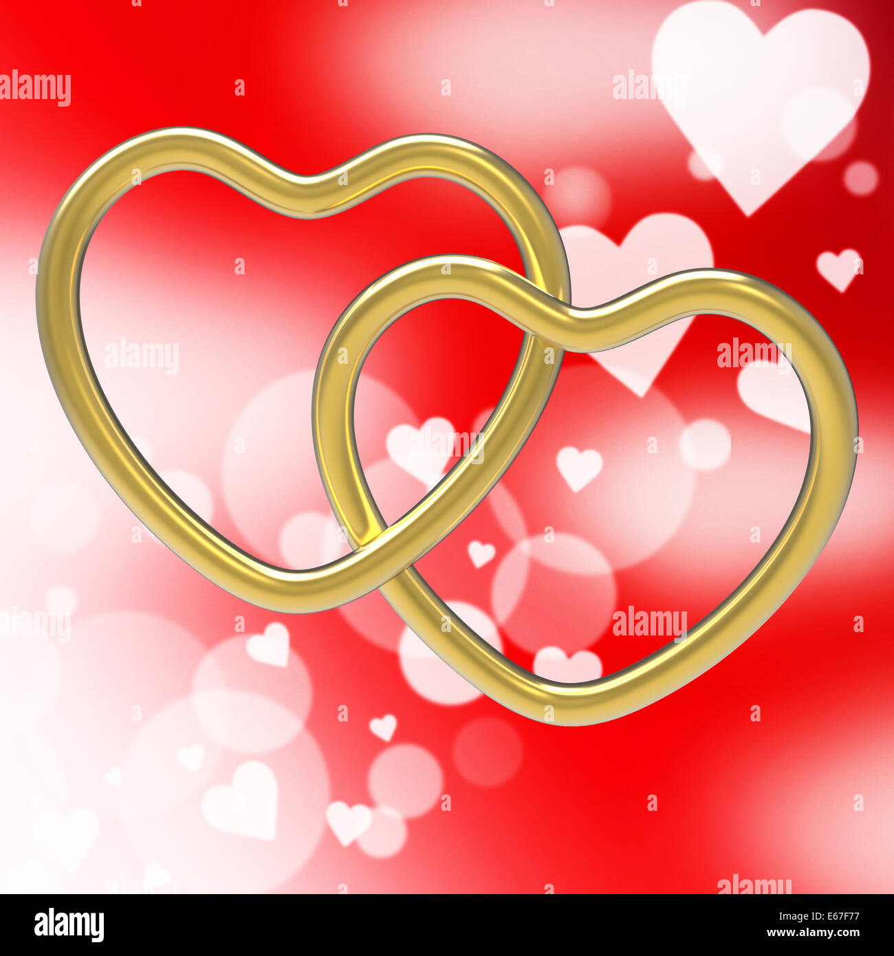 Wedding Rings Indicating Heart Shapes And Relationship Stock Photo - Alamy