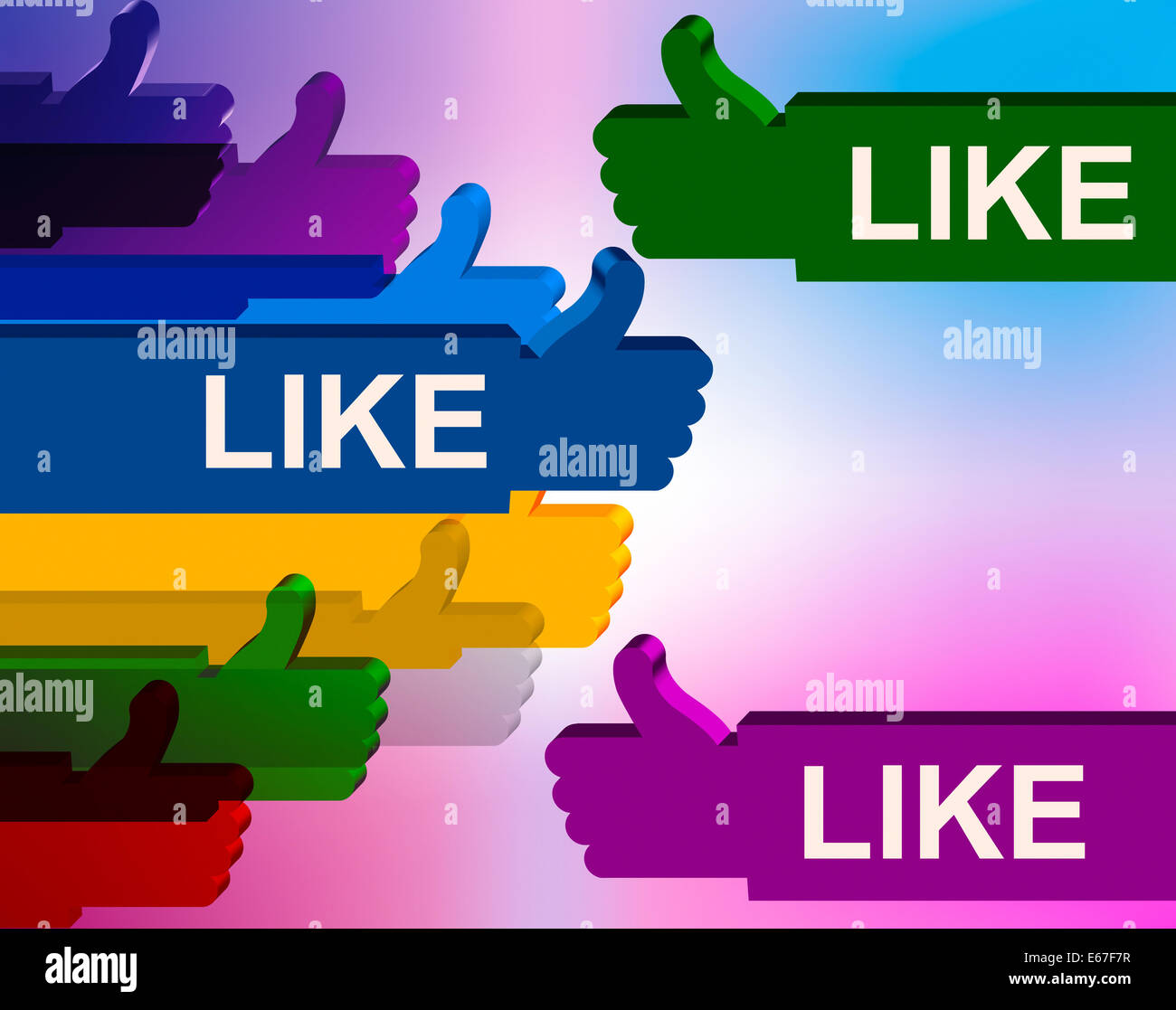 Thumbs Up Showing Social Media And Internet Stock Photo - Alamy