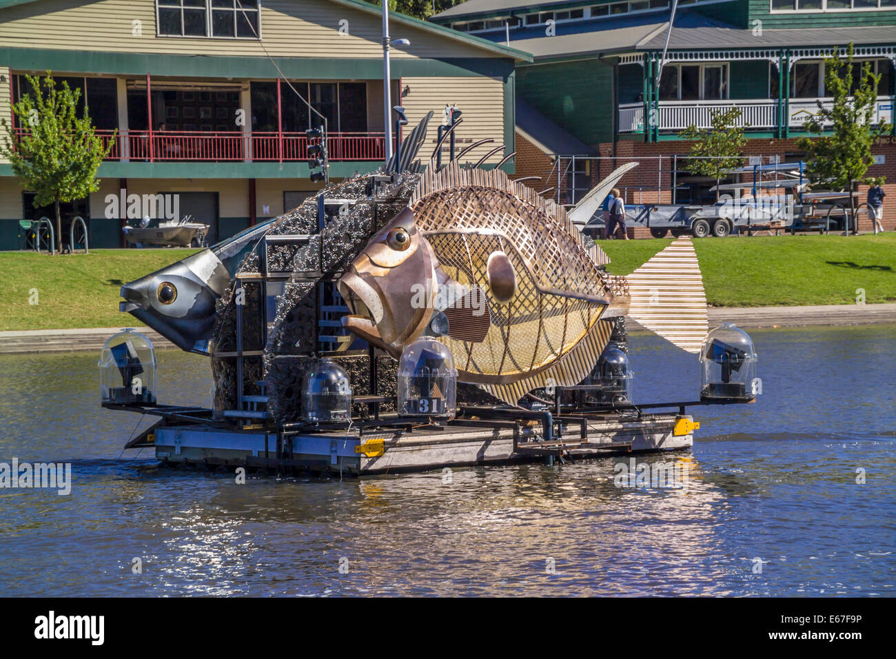 Fish Pontoon sculpture during the Commonwealth Games in 2006, along the ...
