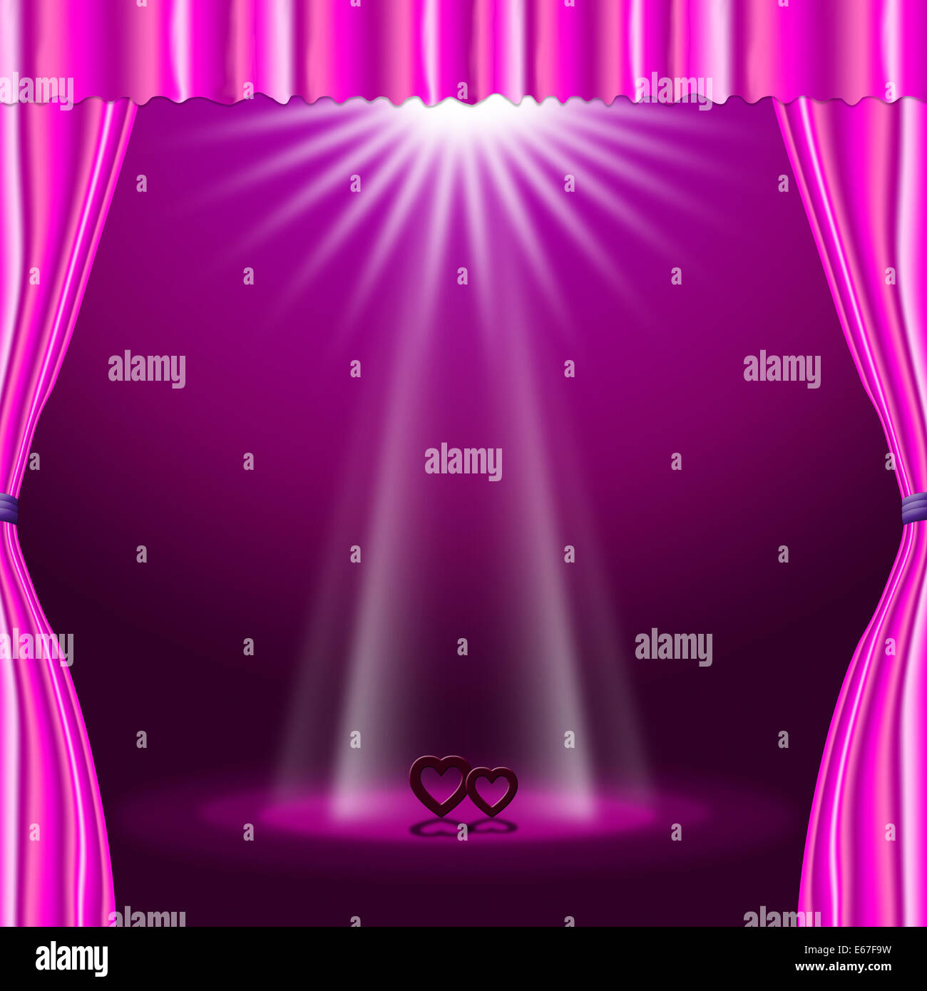 Pink Spotlight Showing Heart Shape And Illumination Stock Photo - Alamy