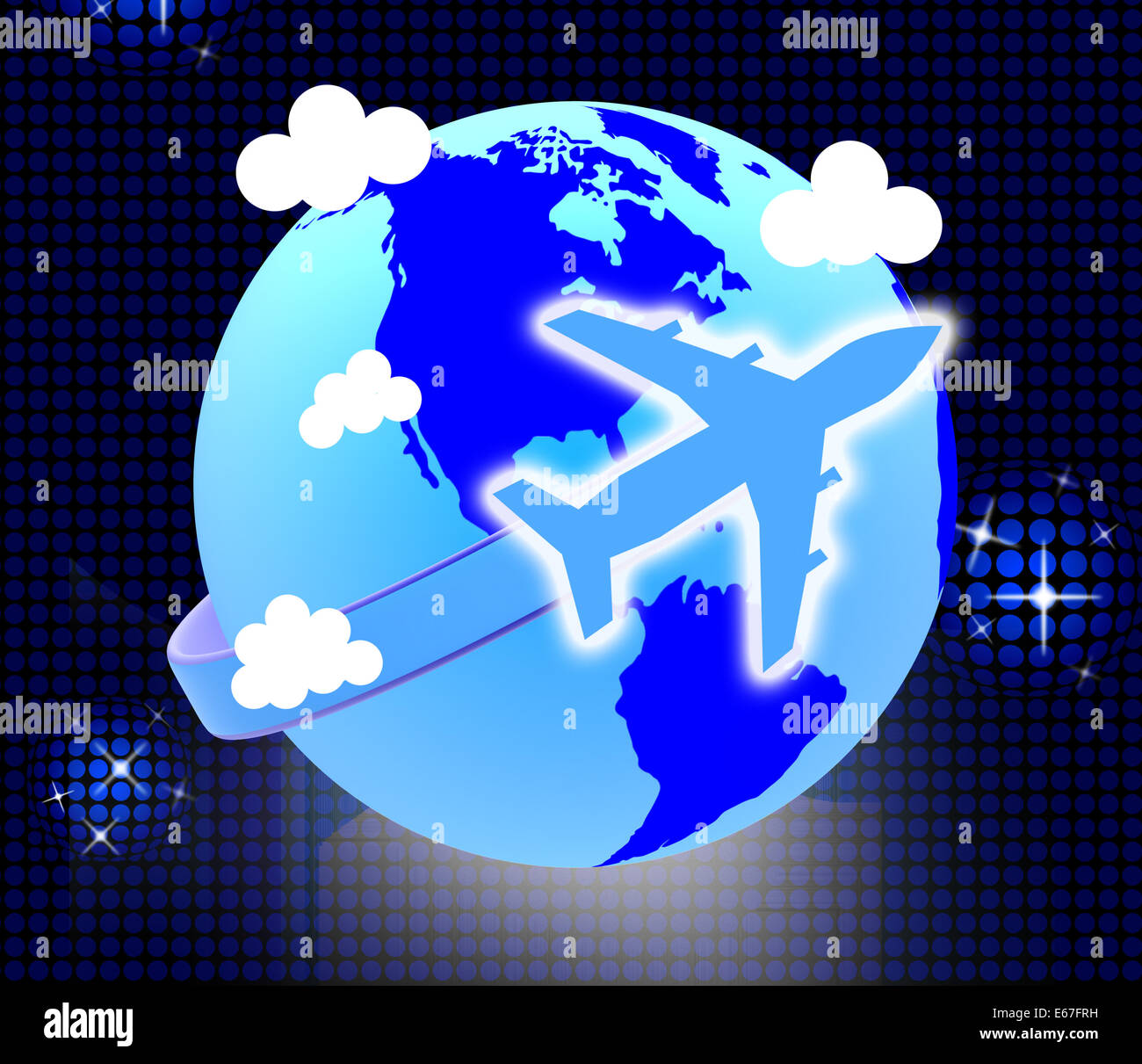 Global Flights Showing Travel Guide And Aeroplane Stock Photo - Alamy