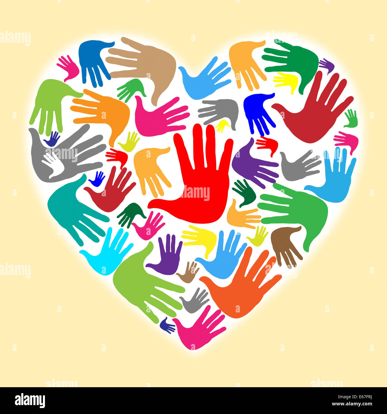 Heart Handprints Representing Valentine's Day And Hands Stock Photo - Alamy