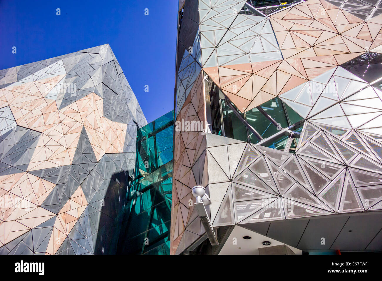 Federation Square architecture Swanston Street Melbourne Stock Photo ...