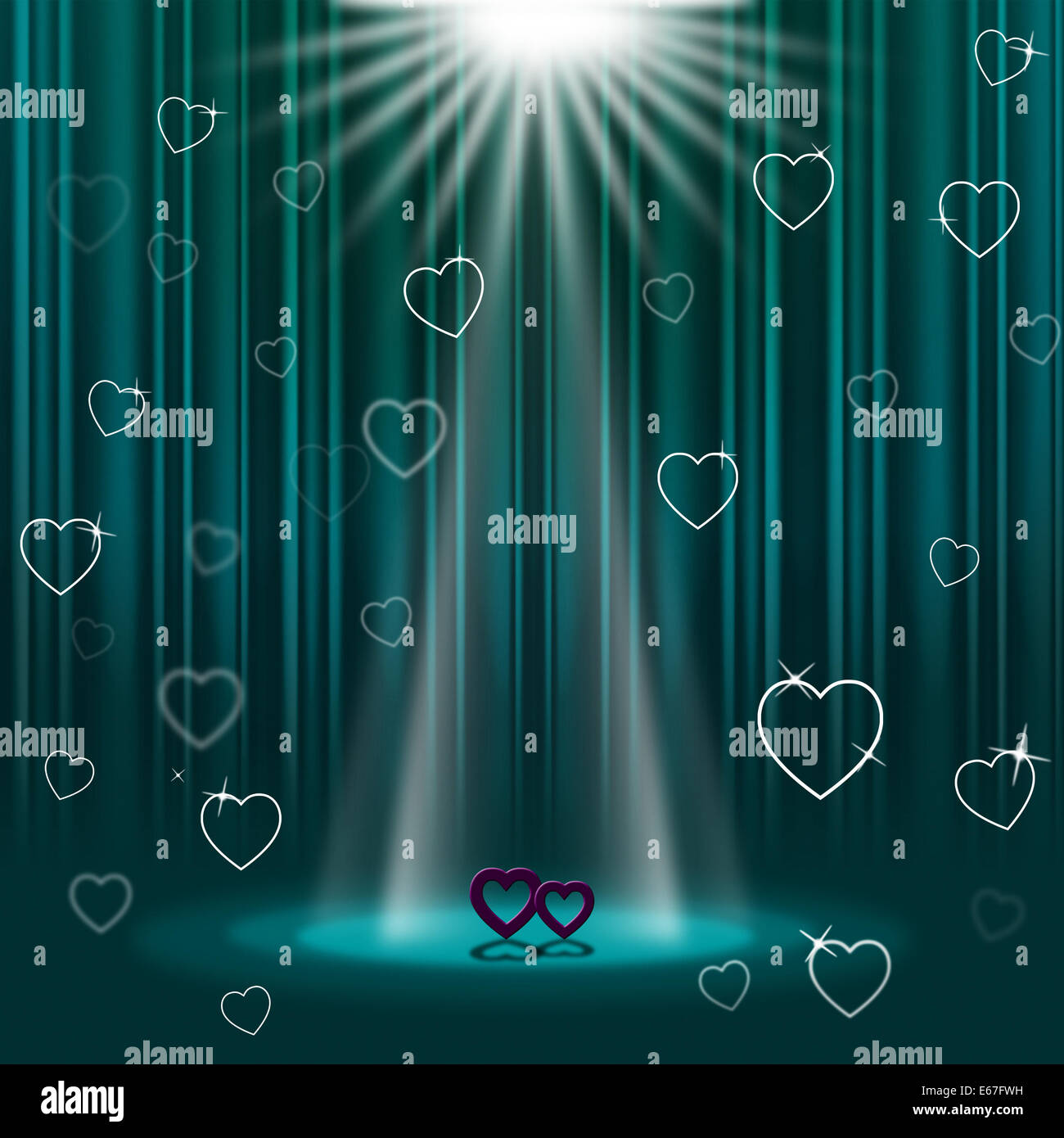 Spotlight Hearts Meaning Valentine's Day And Romance Stock Photo - Alamy