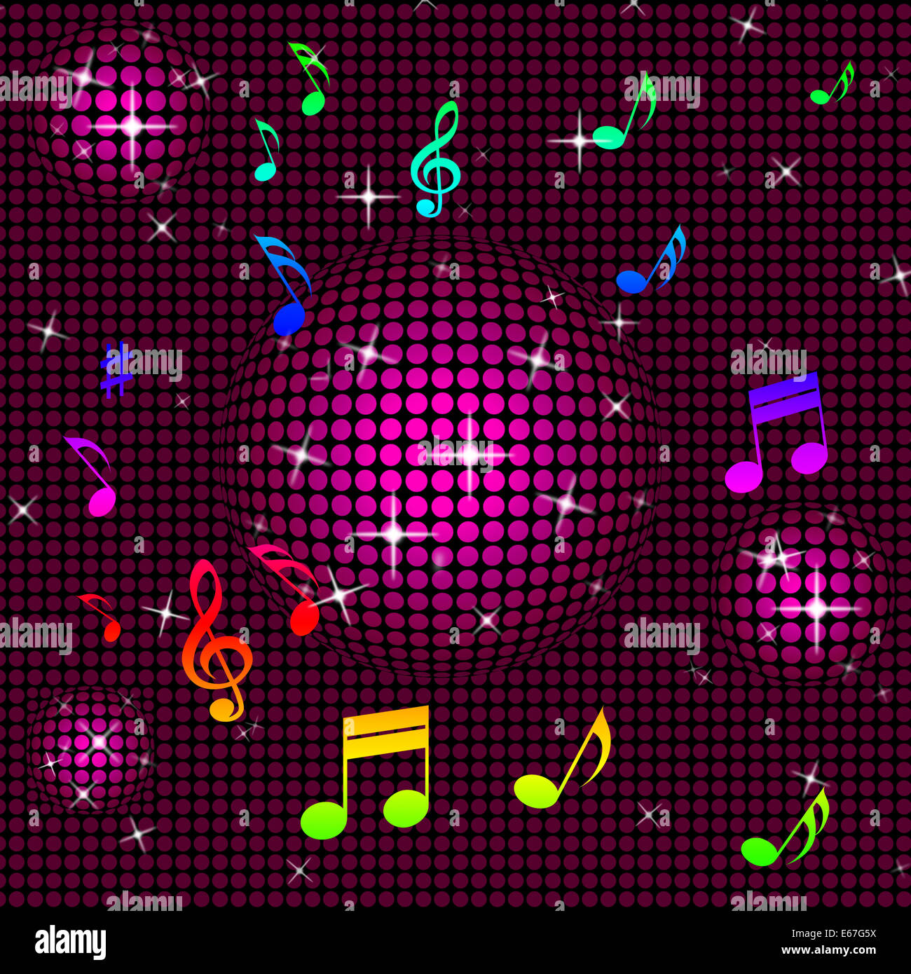 Notes Star Representing Treble Clef And Crotchets Stock Photo - Alamy