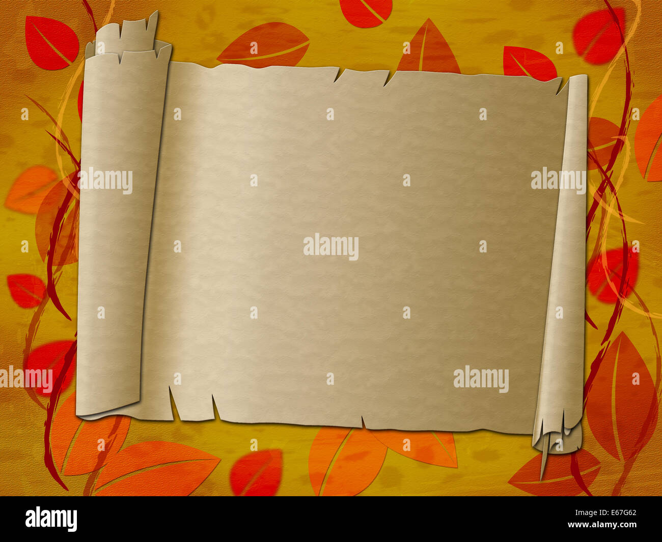 Paper Scroll Showing Rolled Up And Border Stock Photo - Alamy