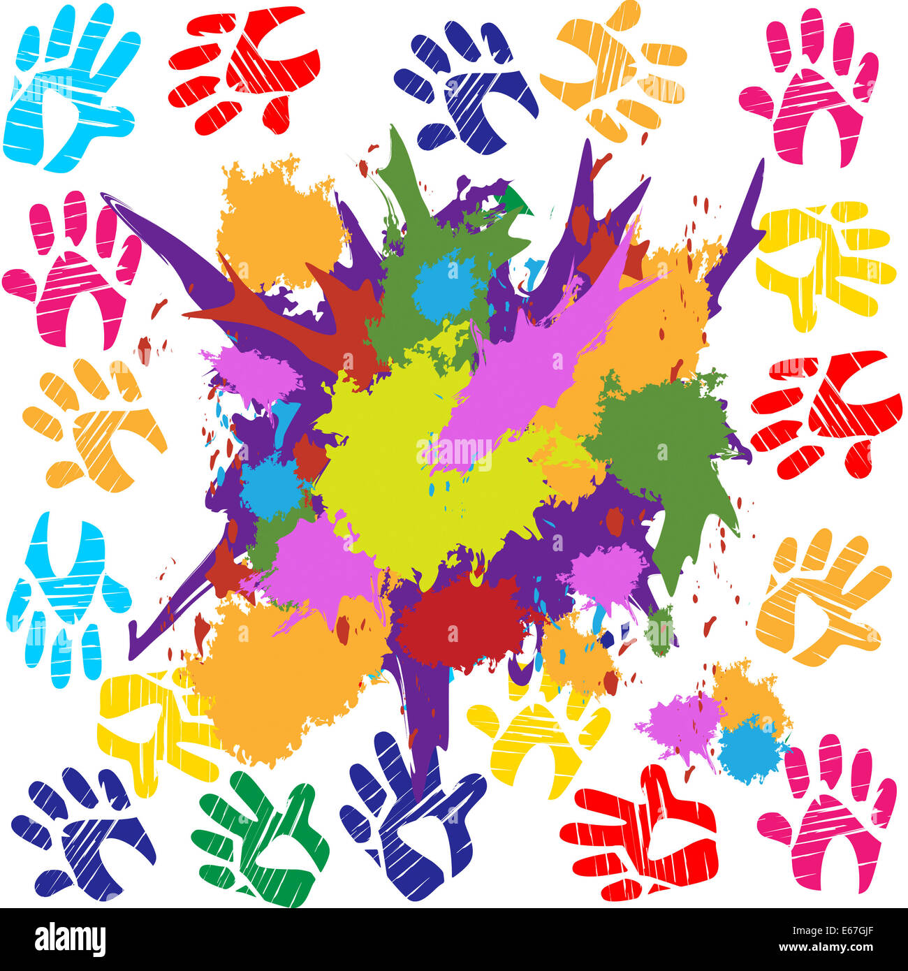 Background Handprints Meaning Blobs Blots And Splatter Stock Photo - Alamy