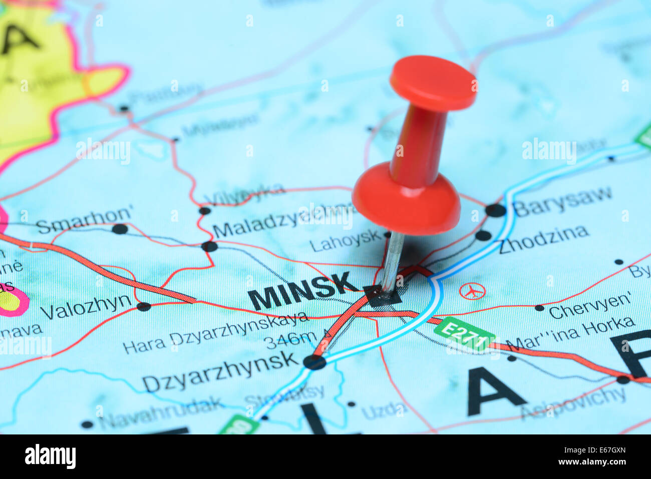 Minsk pinned on map belarus hi-res stock photography and images - Alamy