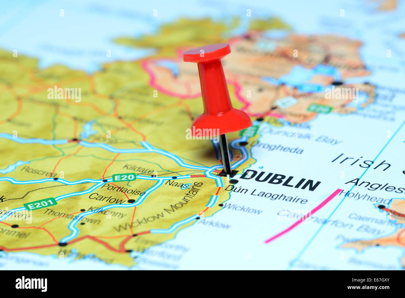 Dublin pinned on a map of europe Stock Photo - Alamy