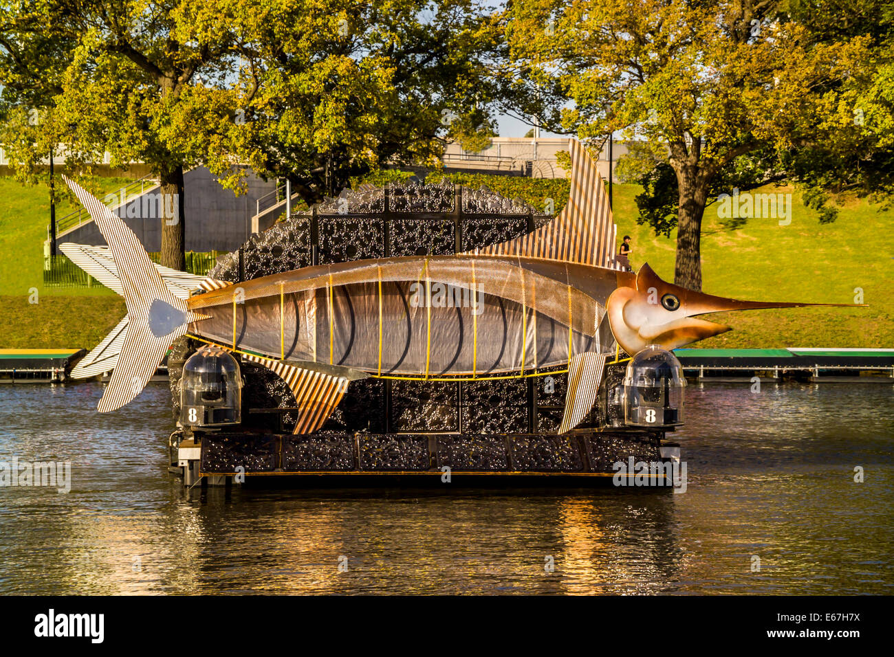 Fish Pontoon sculpture during the Commonwealth Games in 2006, along the ...