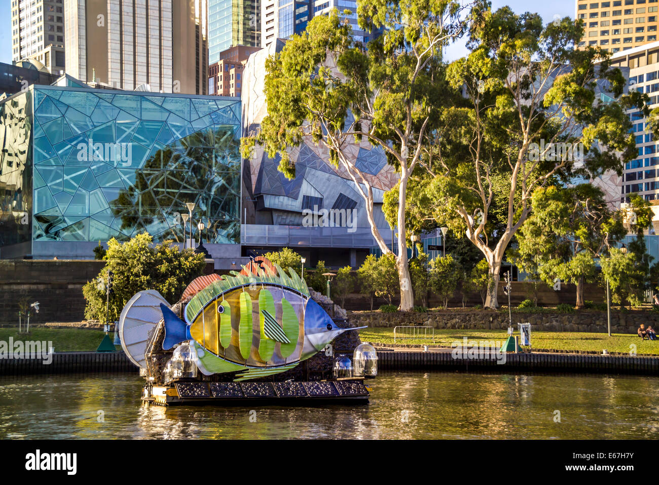 Fish Pontoon sculpture during the Commonwealth Games in 2006, along the ...