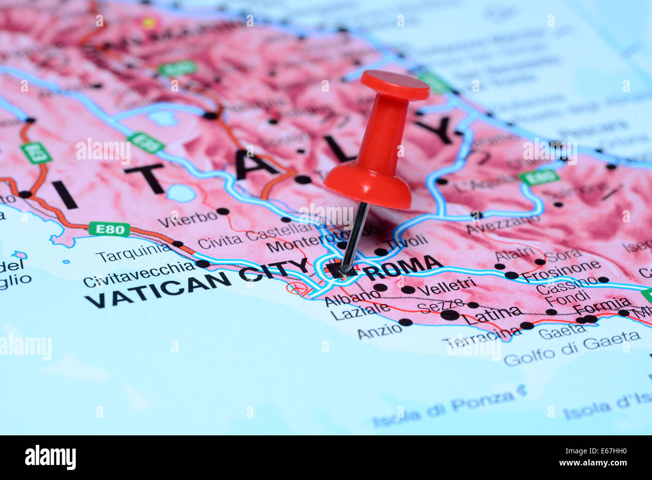 Rome pinned on a map of europe Stock Photo - Alamy