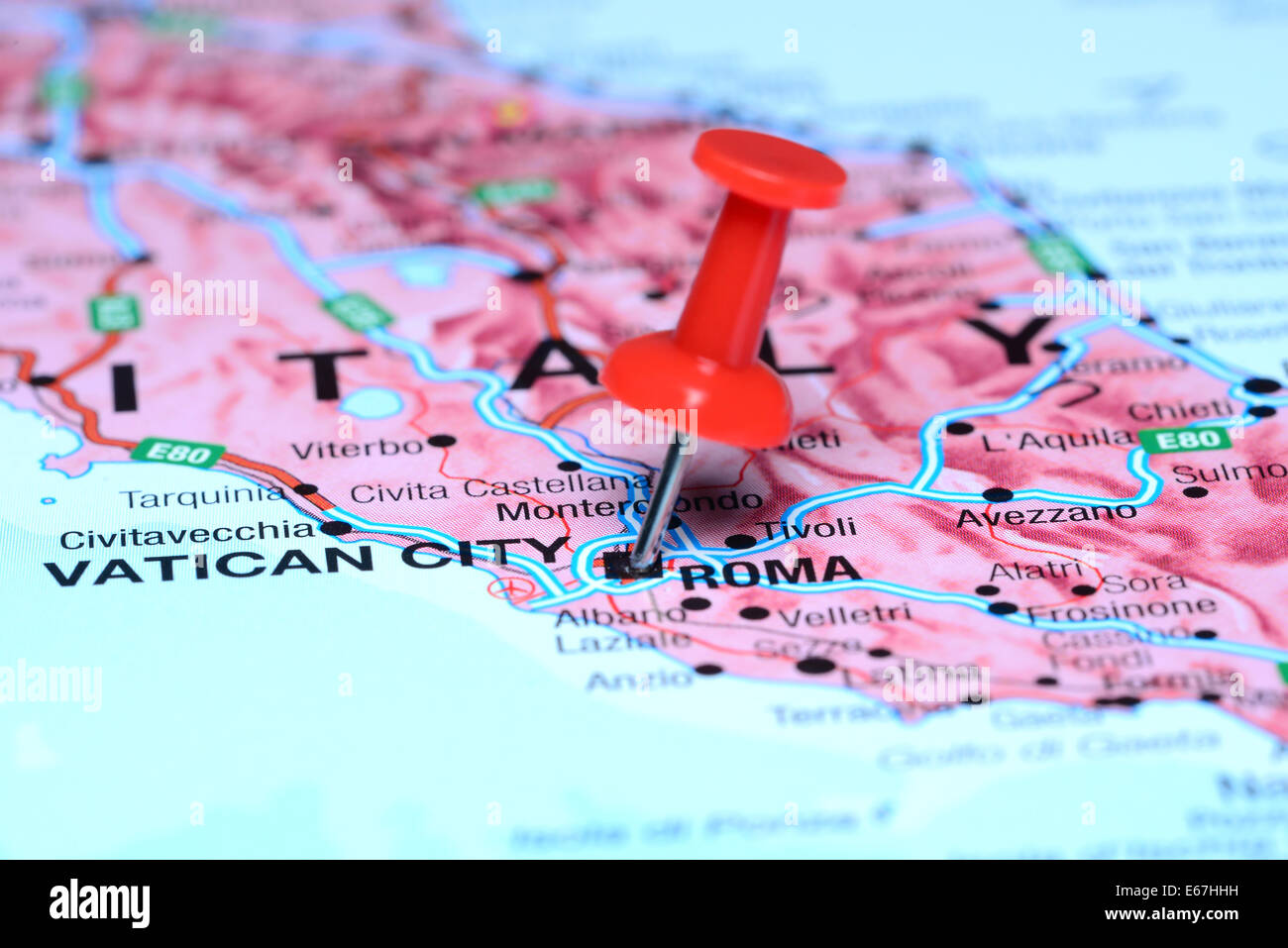 Rome pinned on a map of europe Stock Photo - Alamy