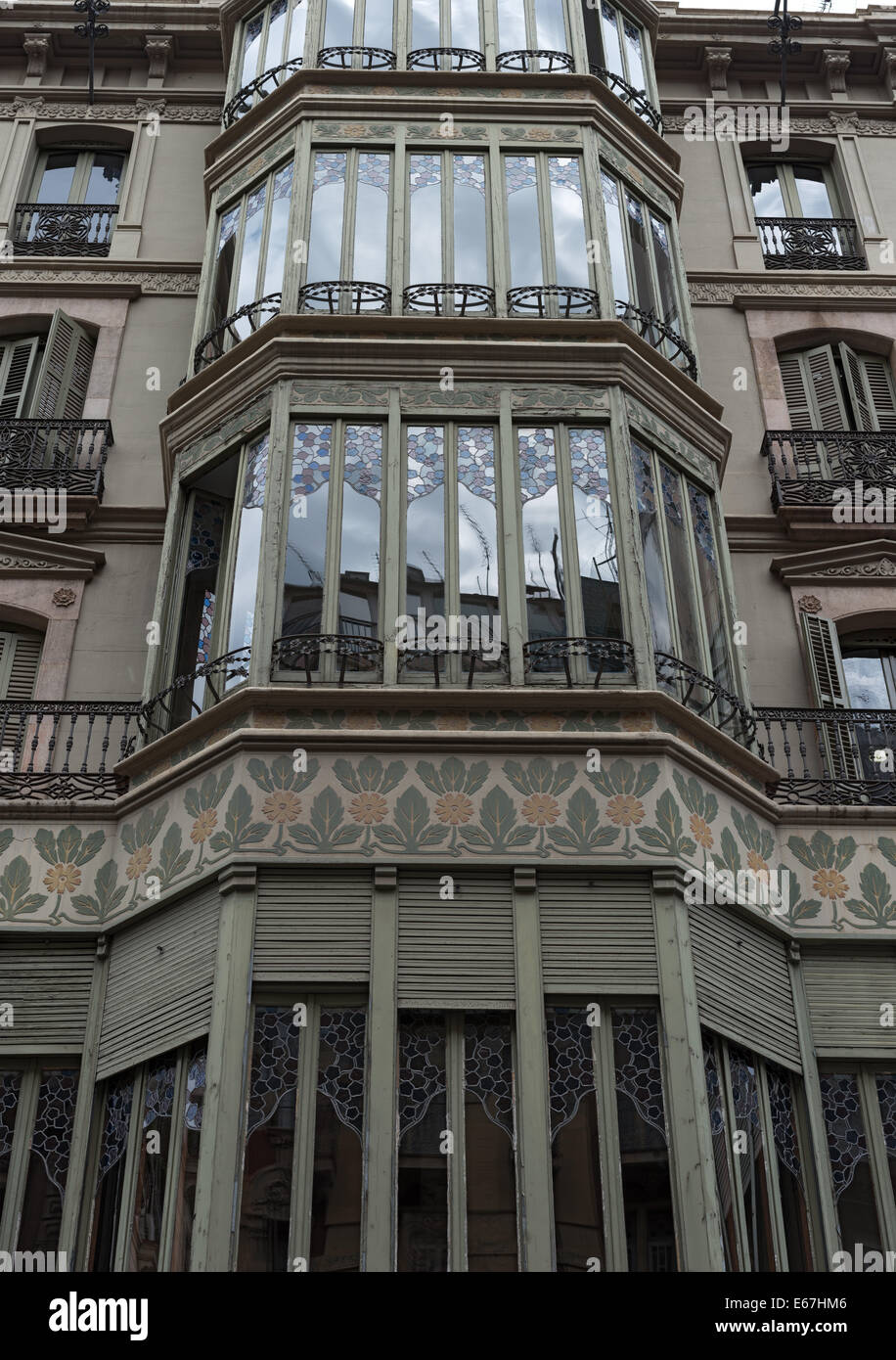 Back facade of Baro de Quadras Palace with a decoration resembling the ...