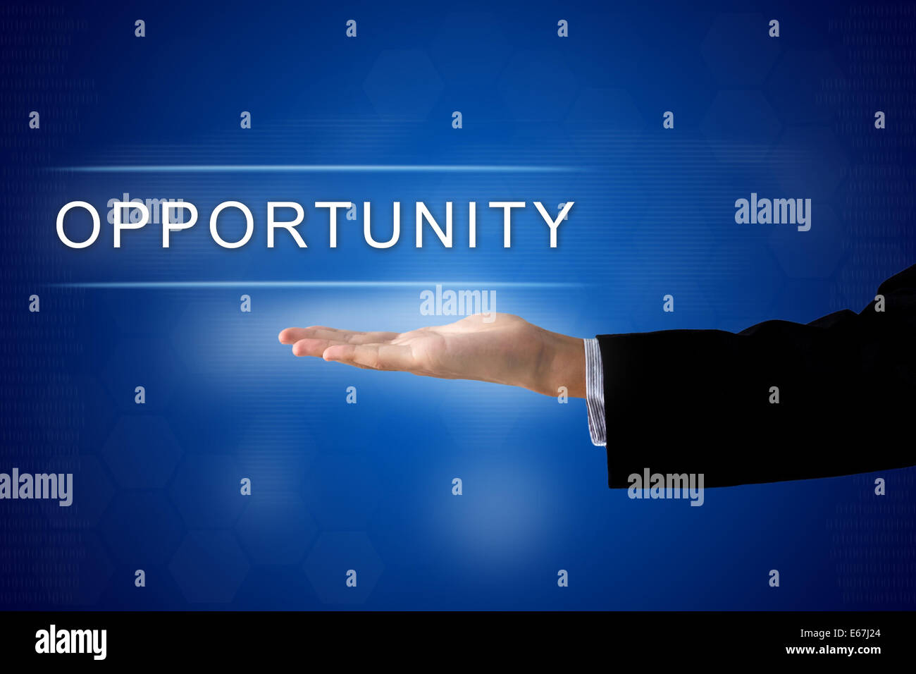 opportunity button with business hand on a touch screen interface Stock ...
